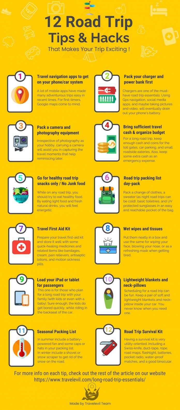 12 Useful Long Road Trip Essentials (Plus Infographic) - TravelEvil
